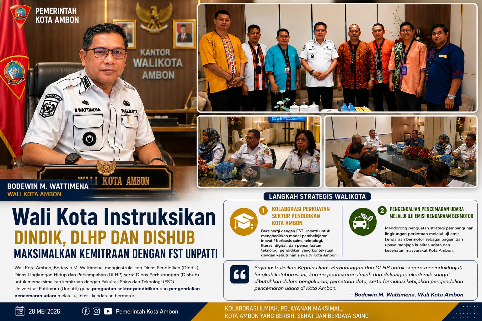 Walikoa Instruksikan Dindik, DLHP dan Dishub Percepat Kerja Sama dengan ...